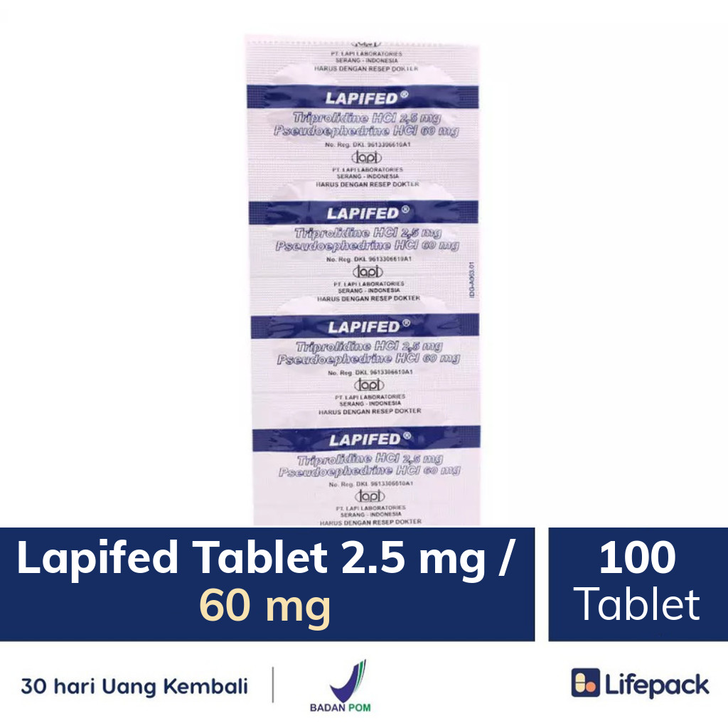 Lapifed Tablet 2.5 mg / 60 mg - 100 Tablet | Lifepack.id