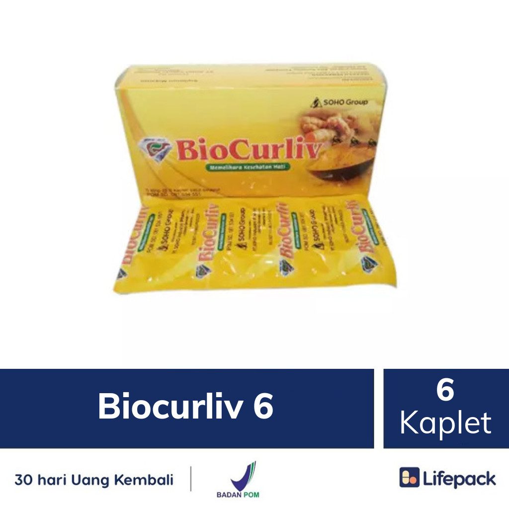 Biocurliv 6 - 6 Kaplet - Ekstrak Curcuma Longa Rhizome | Lifepack.id
