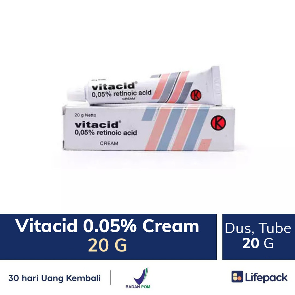 Vitacid 0.05% Cream 20 G - Dus, Tube 20 G - Obat jerawat | Lifepack.id